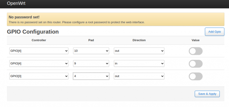 imx6 gpio configuration and control web interface.