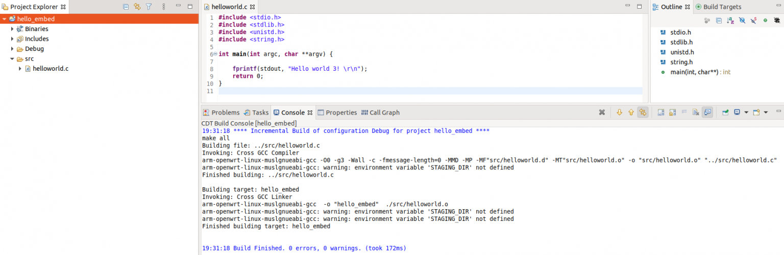 Embedded linux development and remote debugging using Eclipse IDE